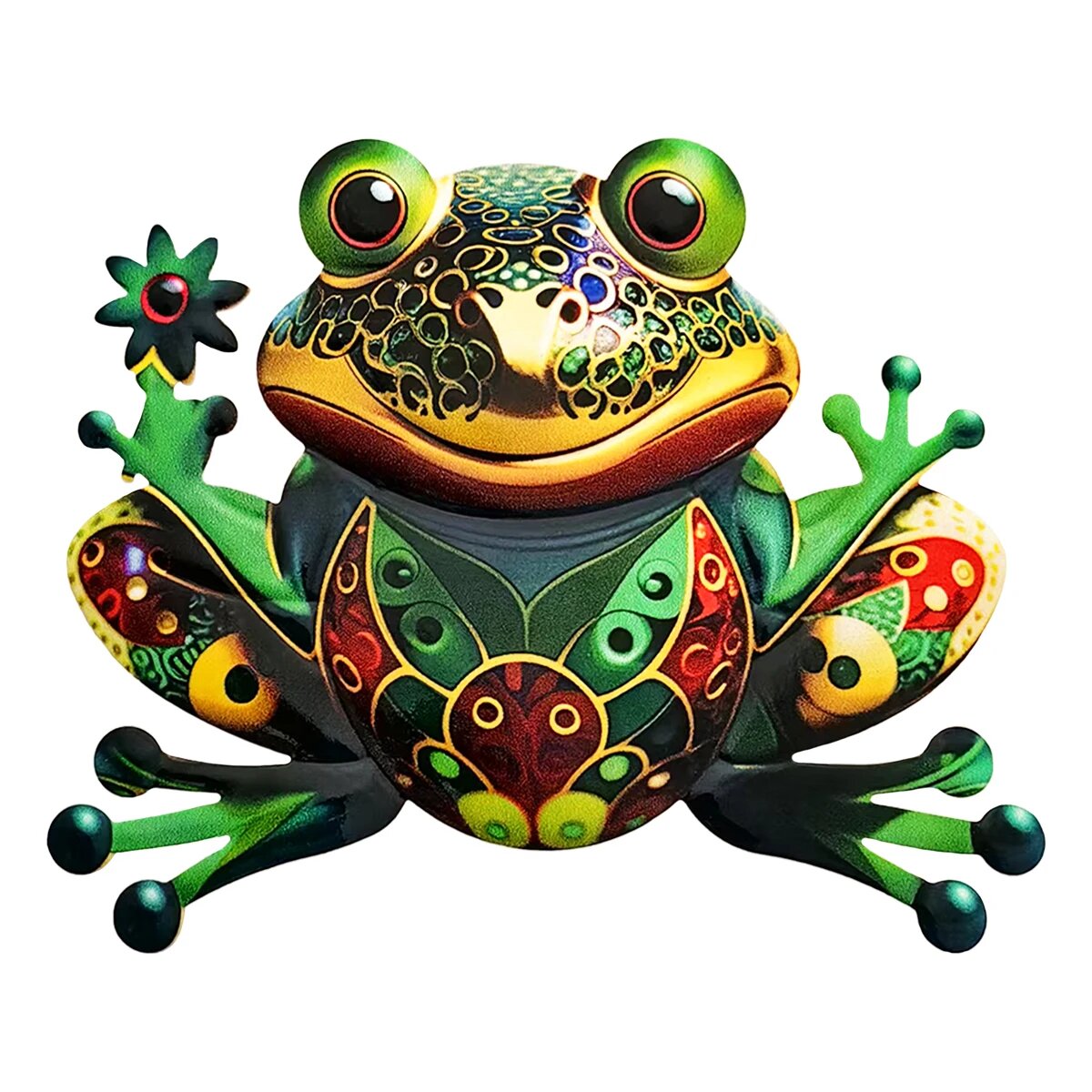 Привлекательный металлический художественный декор в виде лягушки, красочная железная художественная скульптура в виде лягушки, подвесное украшение в виде лягушки для наружного дома, двора, сада, забора