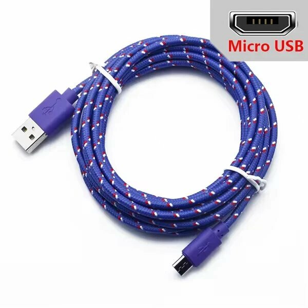 2,4A кабель Micro USB 0,5 м/1 м/2 м/3 м USB-кабель для синхронизации данных 1m, Purple For Micro1