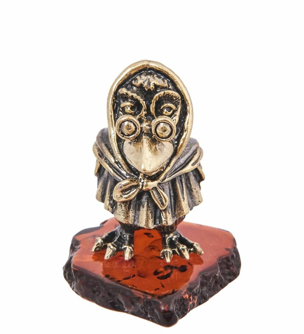 Фигурка "Ворона Мудрая" (латунь, янтарь) A2192067