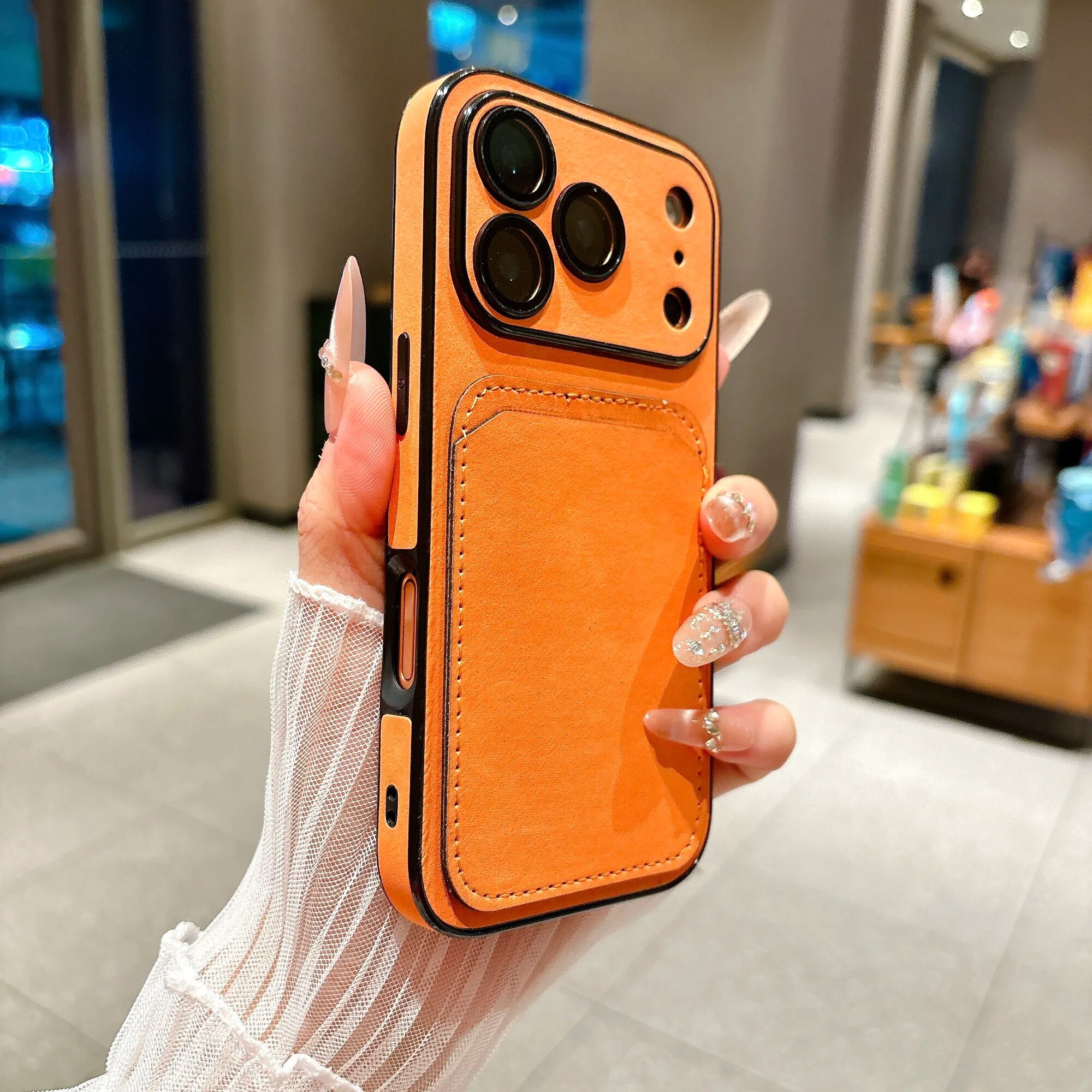 Противоударный замшевый кожаный чехол-держатель для карт для iPhone 17 Pro Max 16 15 14 Plus 13, тонкий защитный чехол для камеры с окном