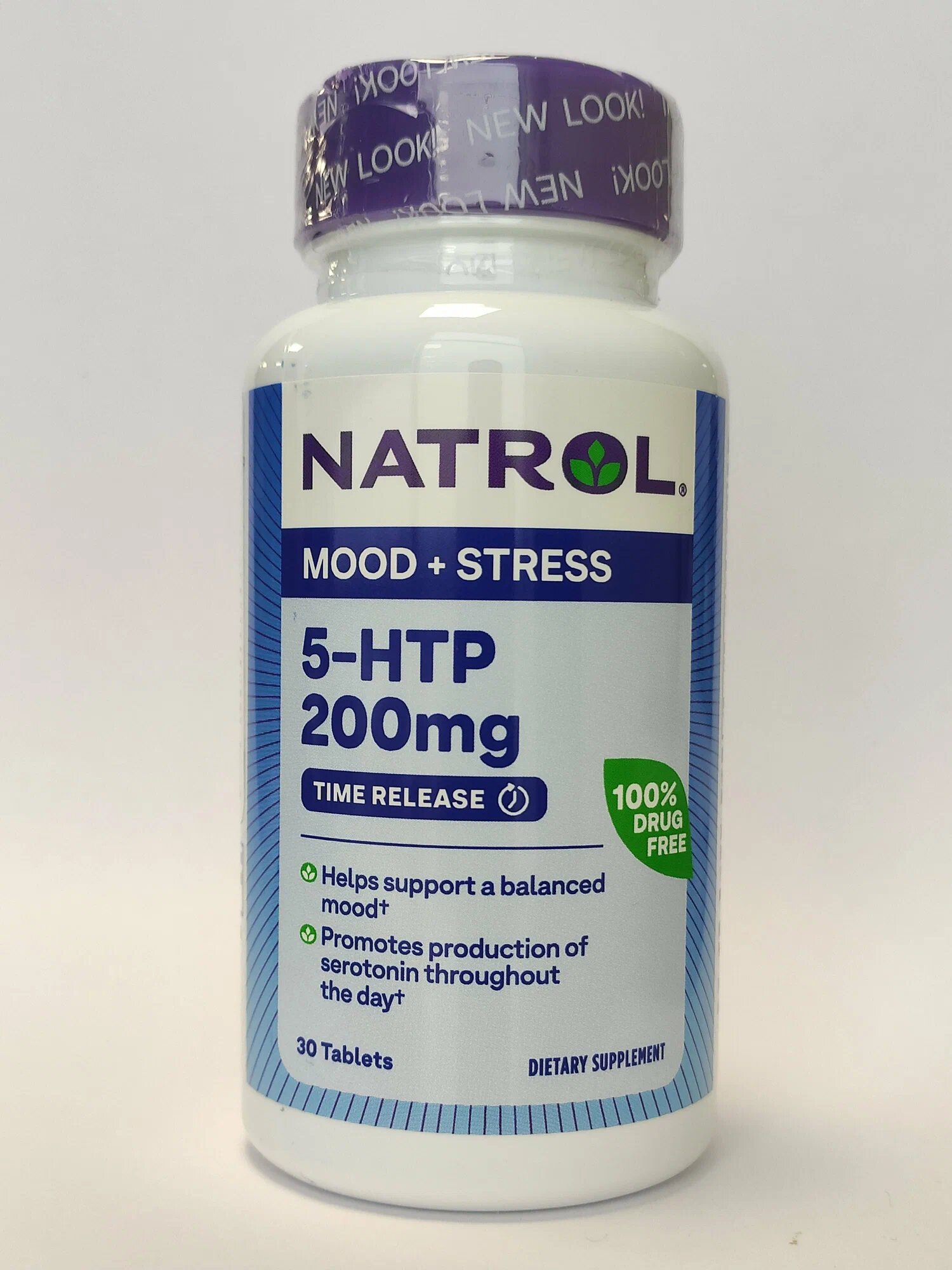 Natrol 5-HTP Time Release, 5-гидрокситриптофан 200 мг 30 таблеток