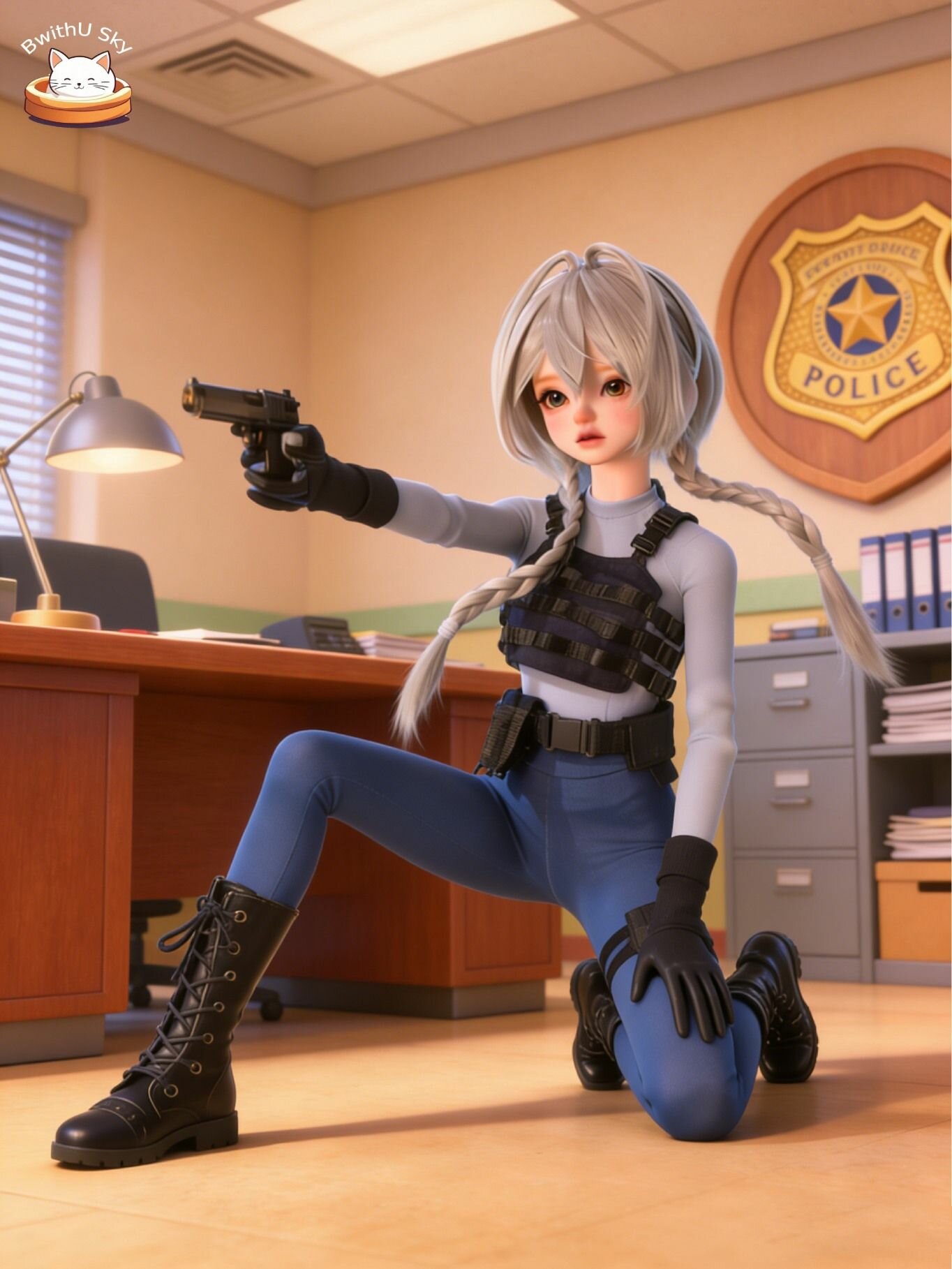 BwithUSky Susu 1/4 BJD Кукла: Полицейский Тактический Наряд (Броня + Пистолет Стильный Лук)