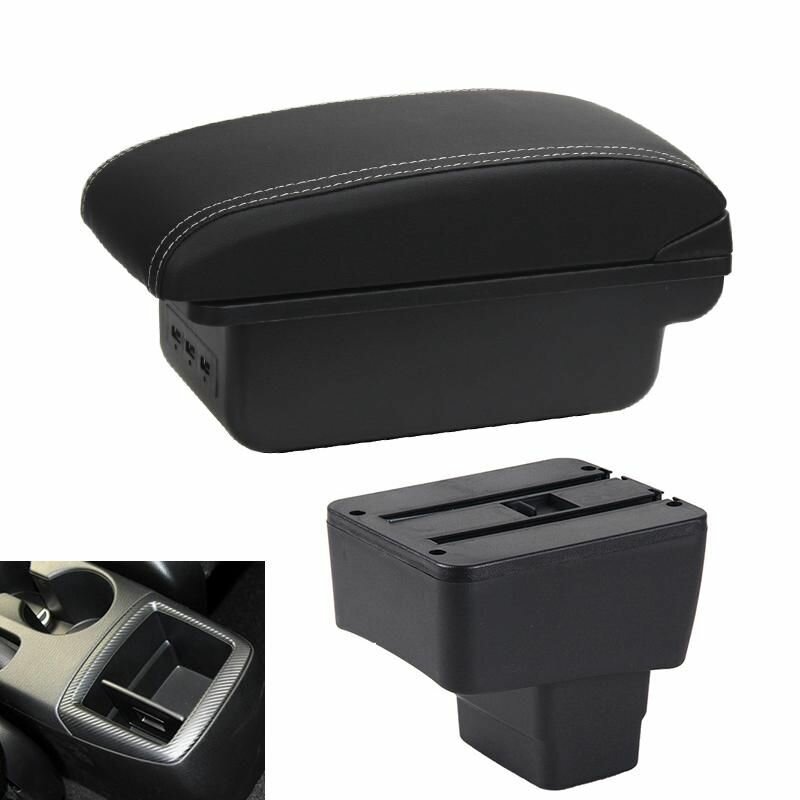 Подлокотник-ящик для Mazda CX-3 и Mazda 2 SkyActiv, установка за ручником, регулируемый, с USB и двумя отделениями