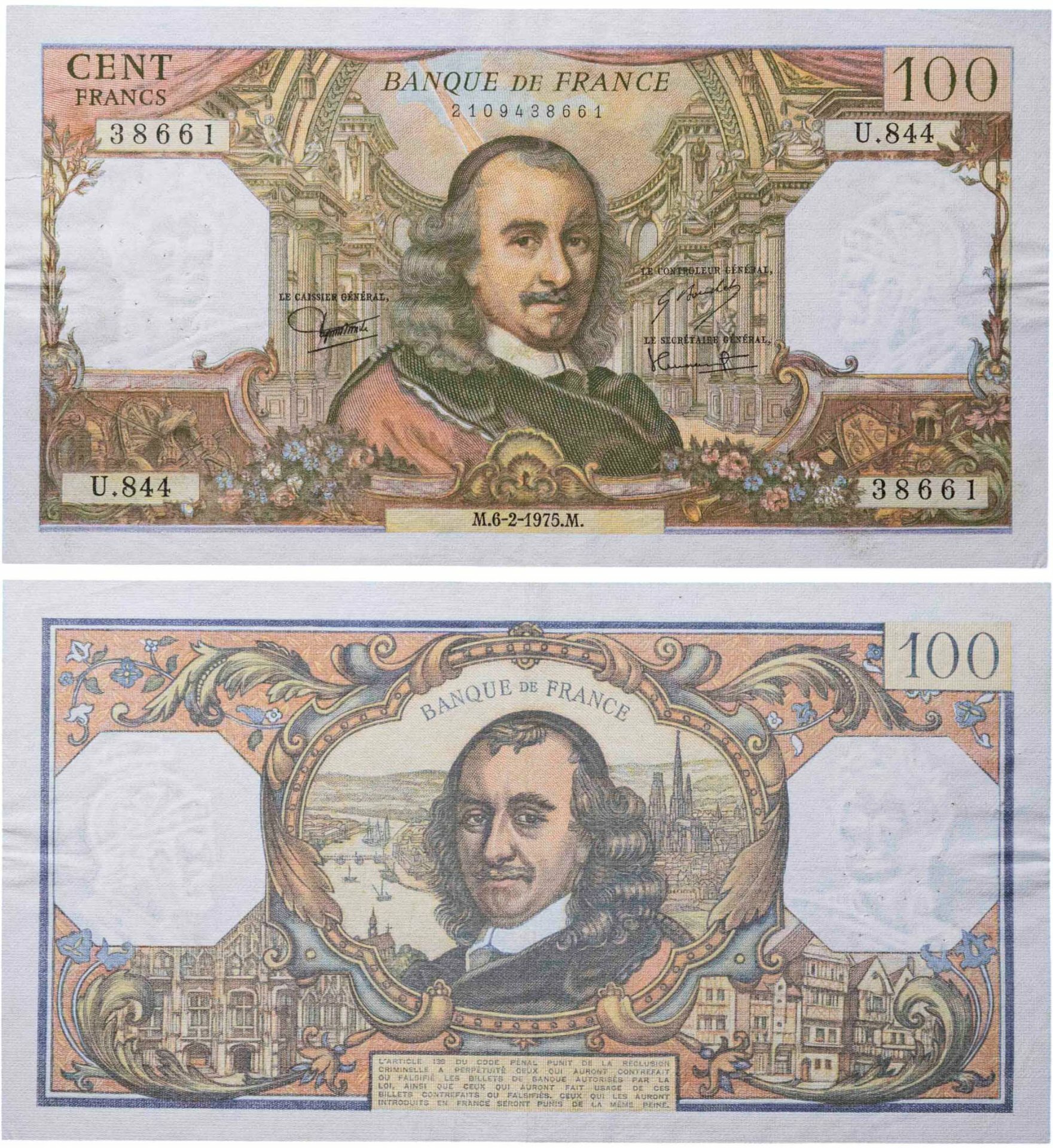 Франция 100 франков 1975