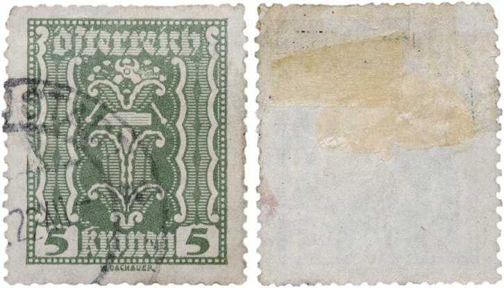 Австрия 5 крон Почтовая марка 1922