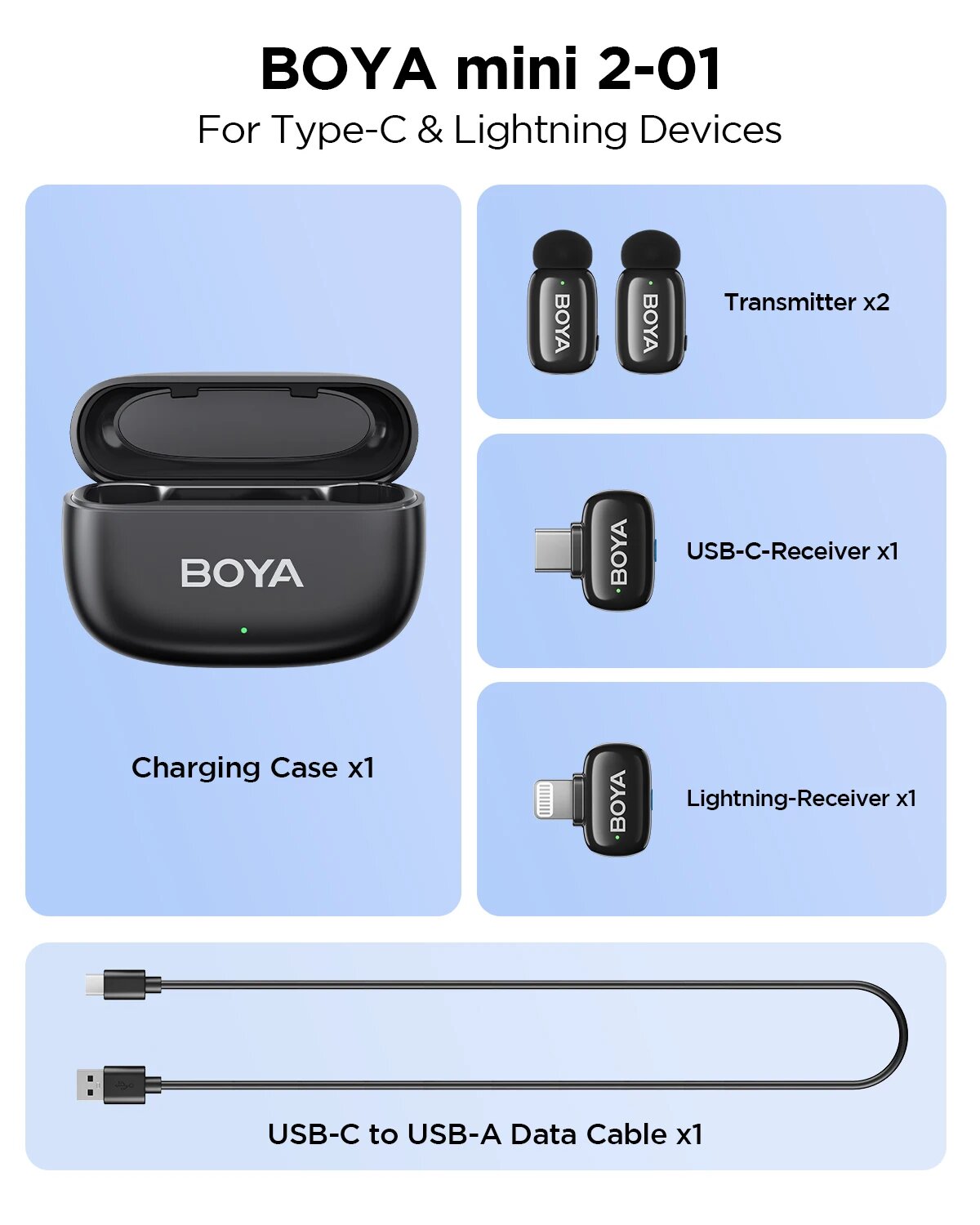 BOYA Mini 2 Беспроводной микрофон 2 шт. BOYA mini 2-01