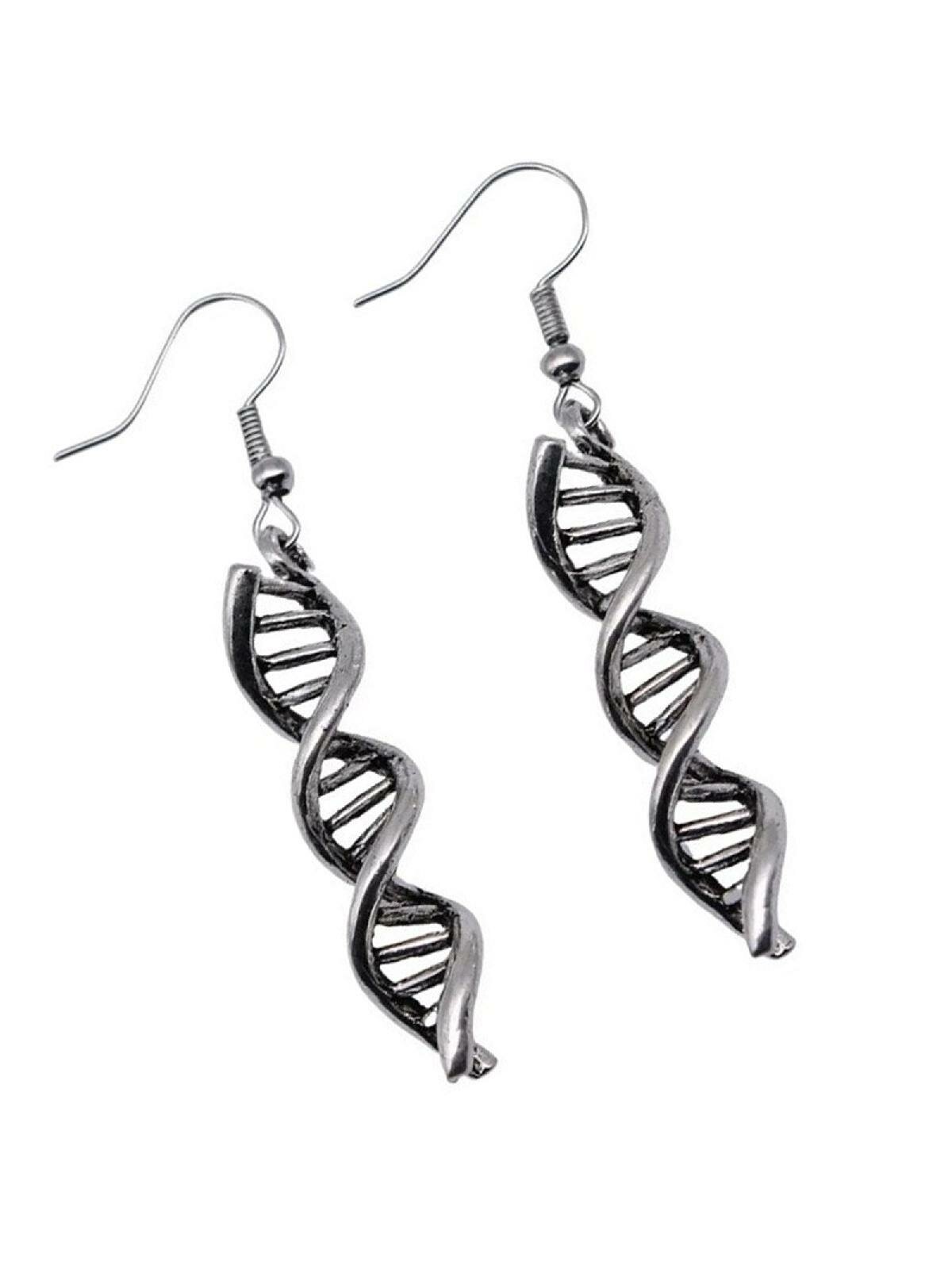 Серьги с моделью гена ДНК с двойной спиралью