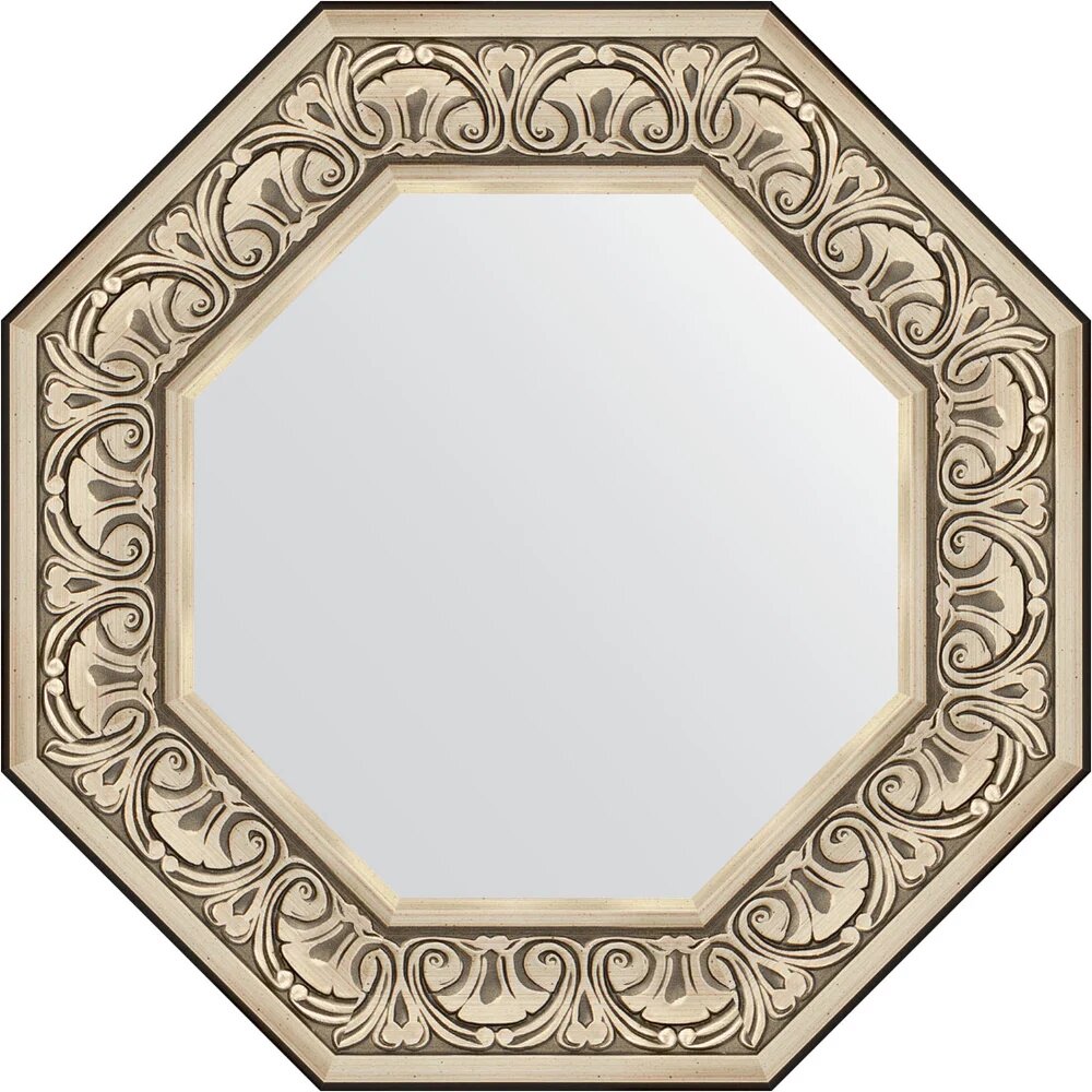 Зеркало EVOFORM в багетной раме - барокко серебро 106 mm (60,4x60,4 cm) 3847
