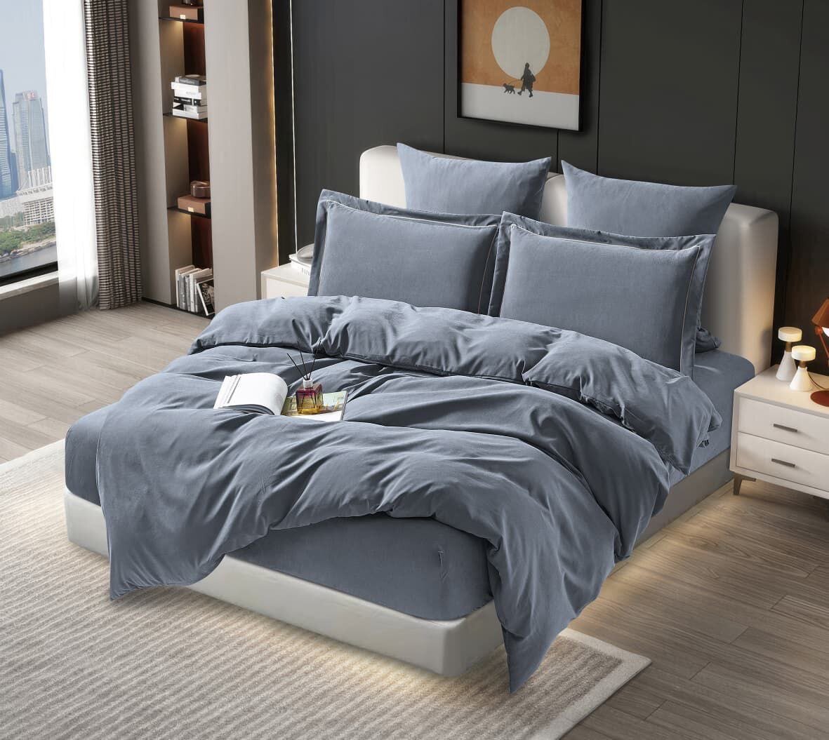 Комплект постельного белья бархатный Сатин размер 1.5 полуторный простыня на резинке