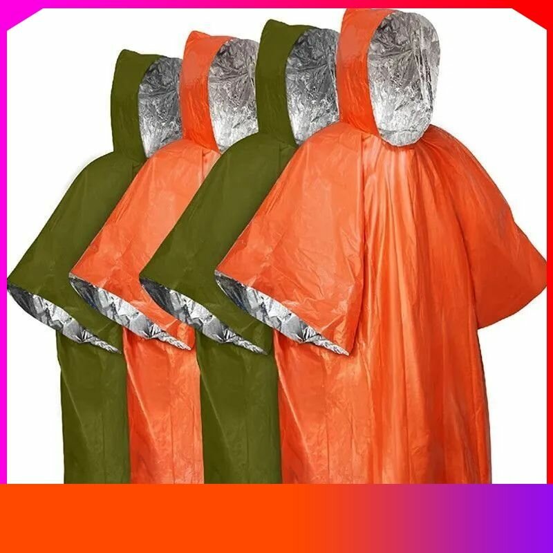 Спасательный плащ-пончо, дождевик, термоодеяло оранжевый