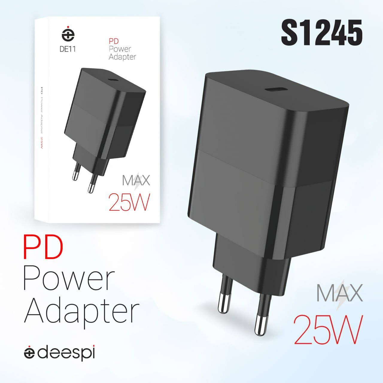 Сетевое зарядное устройство для телефона deespi DE11 PD25W Black / Зарядка для Andoid и Iphone / Блок питания