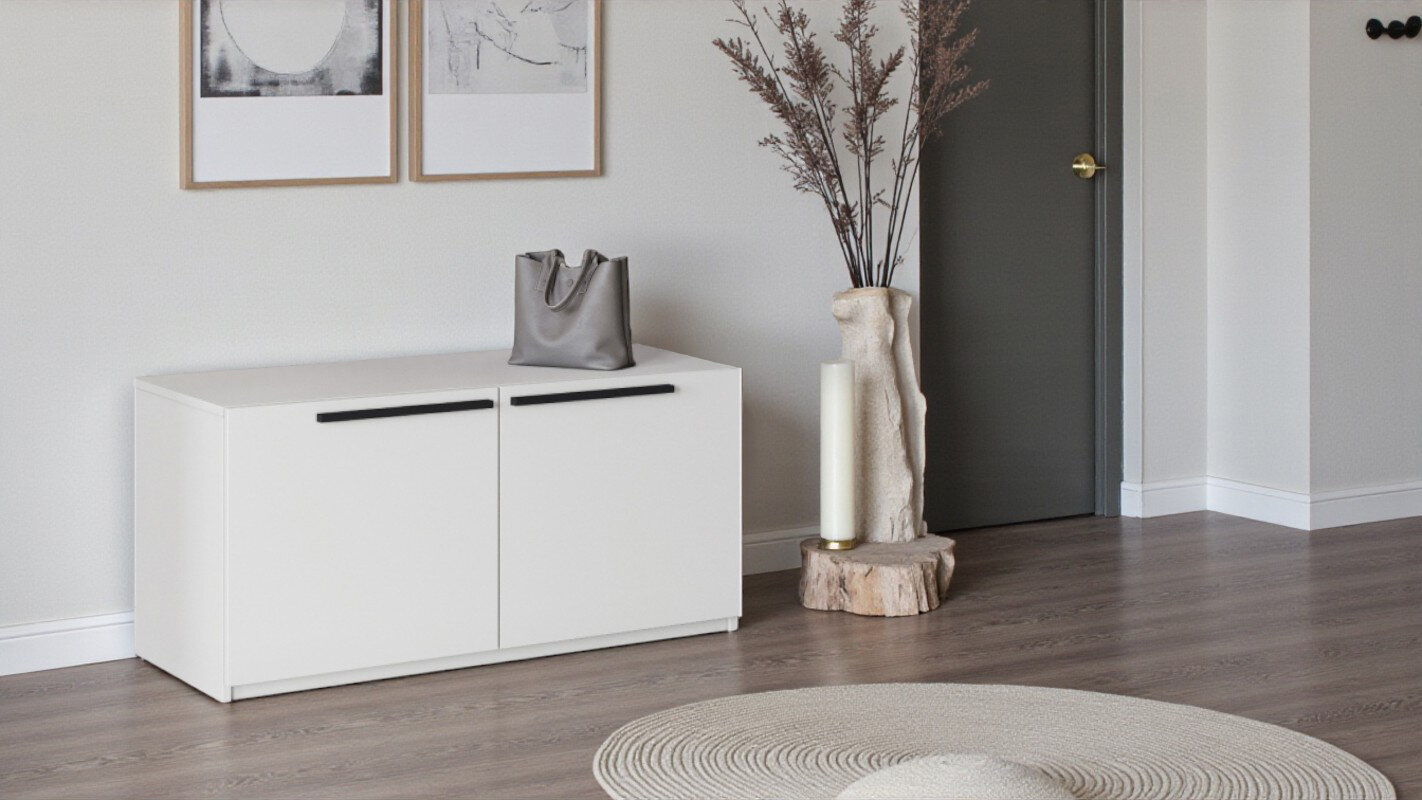 Обувница Лорена Пакс-2 Белый Фасадный 0101 NEW 100x43x48 см, GOODFORM