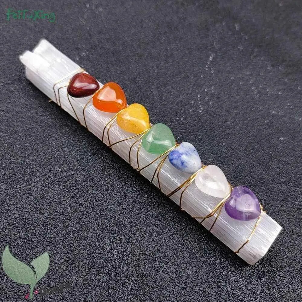 Henjucaifeituxing Гармонизатор селенит Палочка из 7 Чакр камней сердце