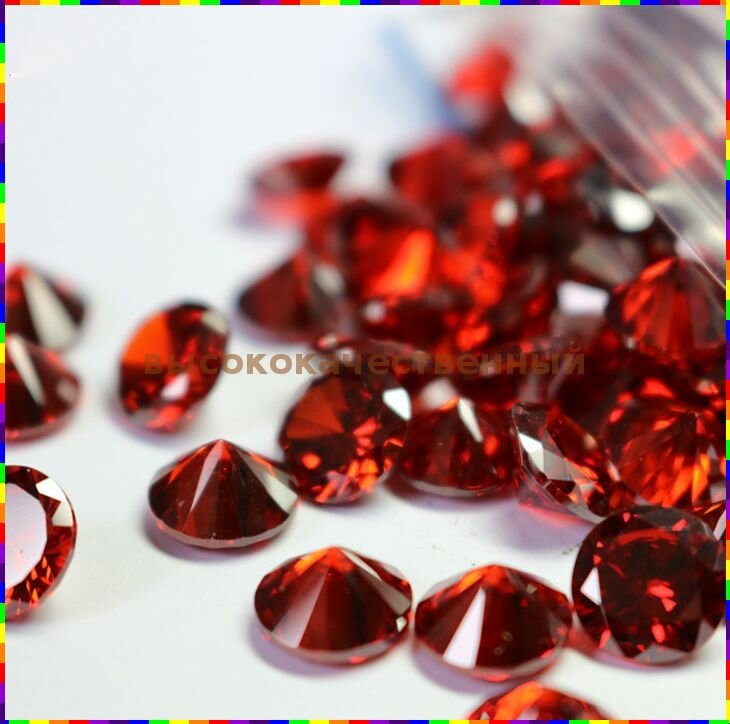 Красный гранатовый циркон, круглой формы, 1 мм, 1000 штук в мешке
