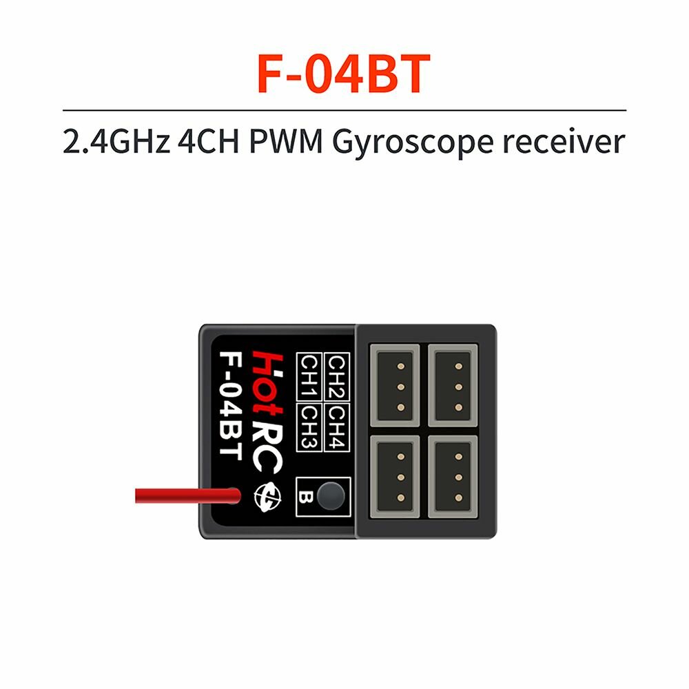 HotRC 4CH 5CH 6CH 8CH - приемник 2.4ГГц с гироскопом и дальним радиусом действия. Совместим с CT-4A CT-6A CT-8A HT-6A HT-8A DS600. Для RC автомобилей, лодок, модельной техники.