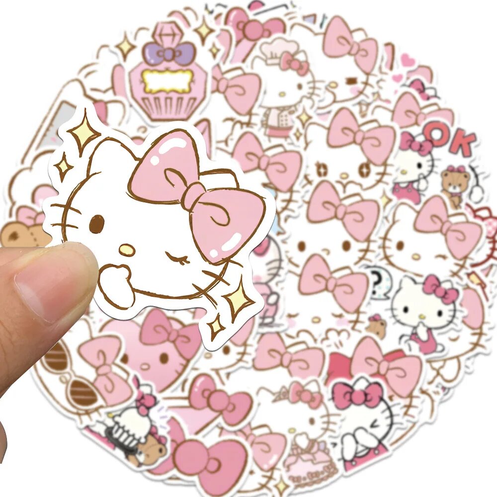 Набор из 10/30/50 наклеек MINISO Hello Kitty розового цвета 50PCS