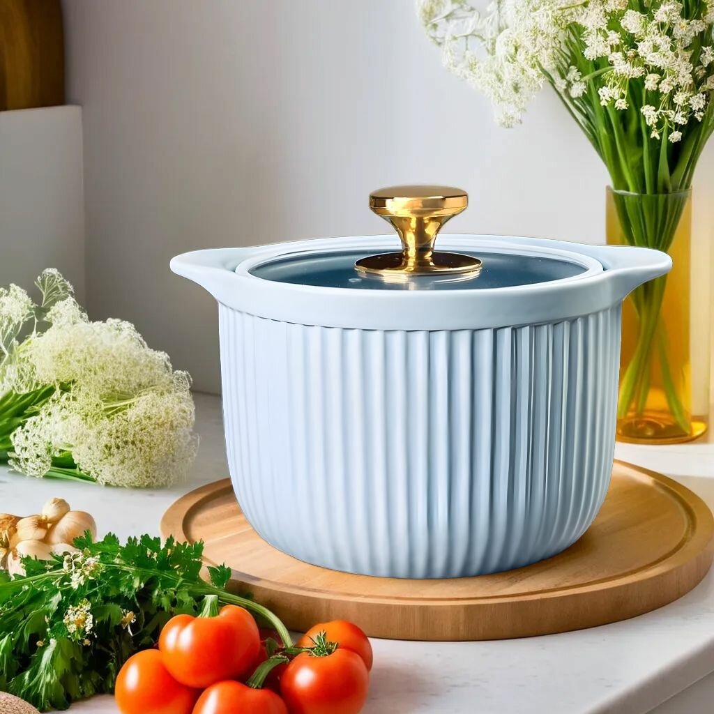 Кастрюля жаропрочная керамическая со стеклянной крышкой 3,5 л Lenardi