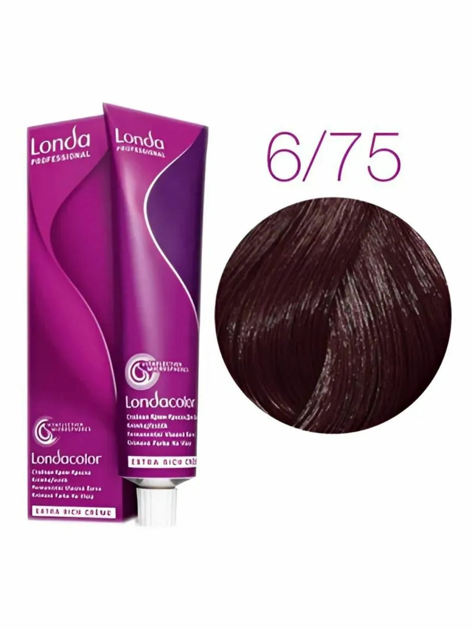 LC Стойкая крем краска для волос, 6/75, Темный блонд коричнево-красный