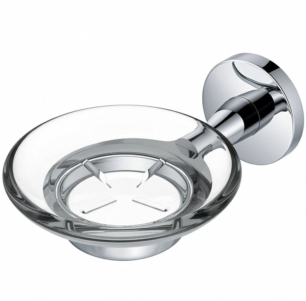 Мыльница RUSH RTRPL42007COR, стекло, хромированная латунь, круглая, на шурупах