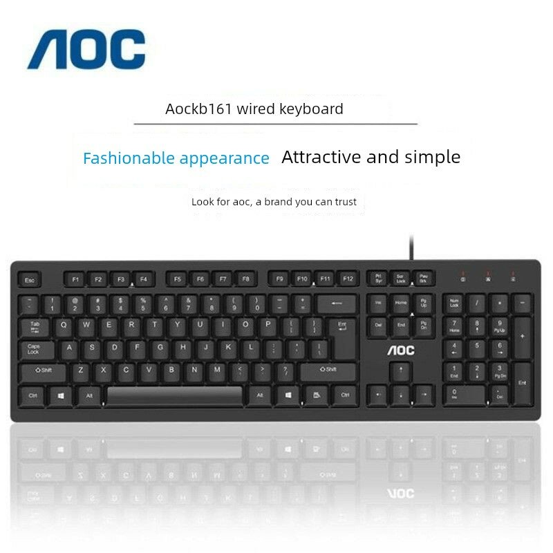 Проводной комплект клавиатуры и мыши aocKM160 с USB-портом для ноутбуков, настольных компьютеров, бизнеса, офиса и