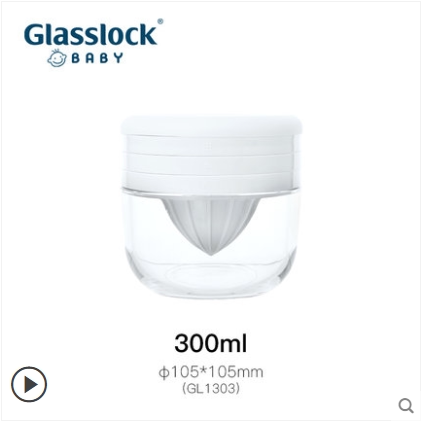 Стеклянная чаша для измельчения пюре Glasslock белого цвета с деревянной пестиком для ручного сока из фруктов и овощей,