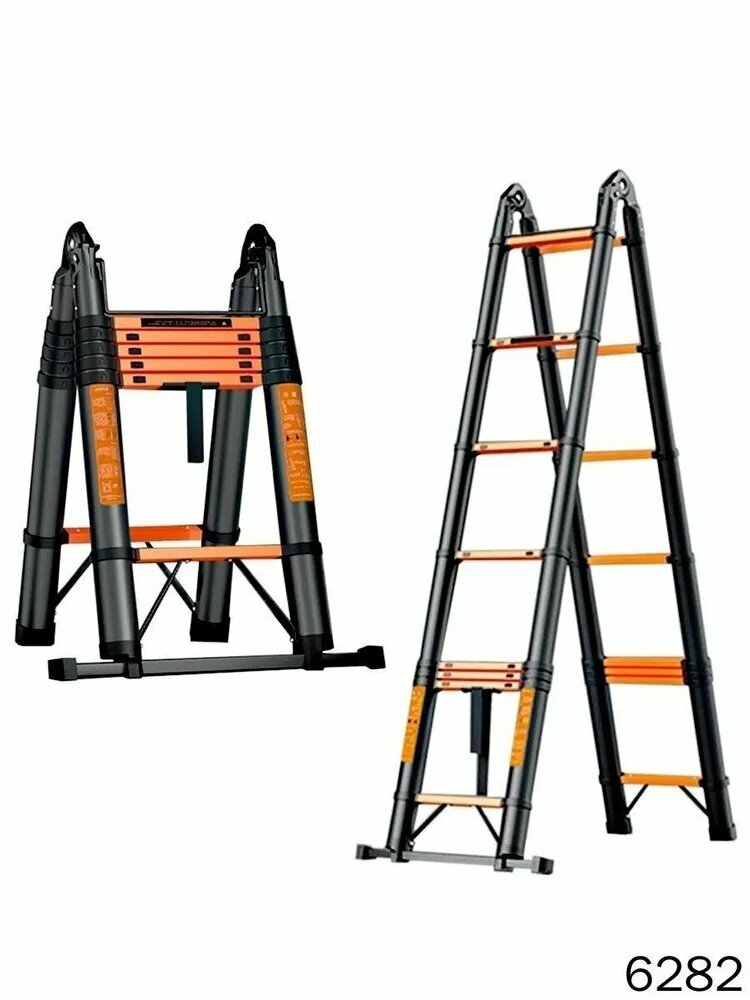 Многофункциональная лестница стремянка телескопическая с защитой от шатания, для работы и бытовых нужд Алюминий