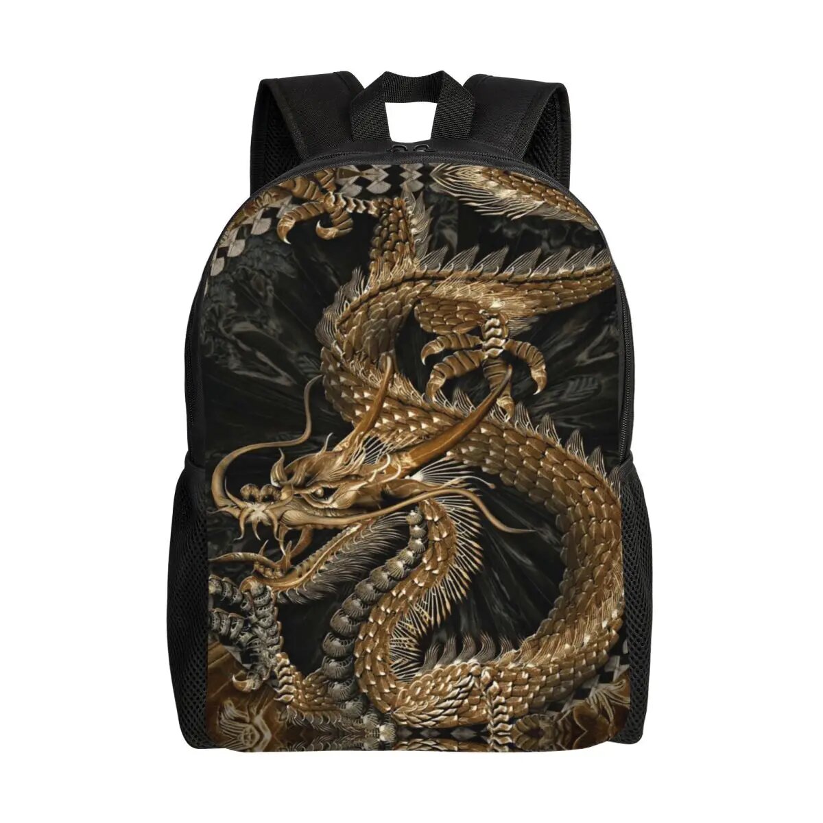 Китайский традиционный рюкзак с золотым драконом, рюкзак большой емкости, детская сумка для книг, школьная сумка, сумки на плечо для мужчин и женщин