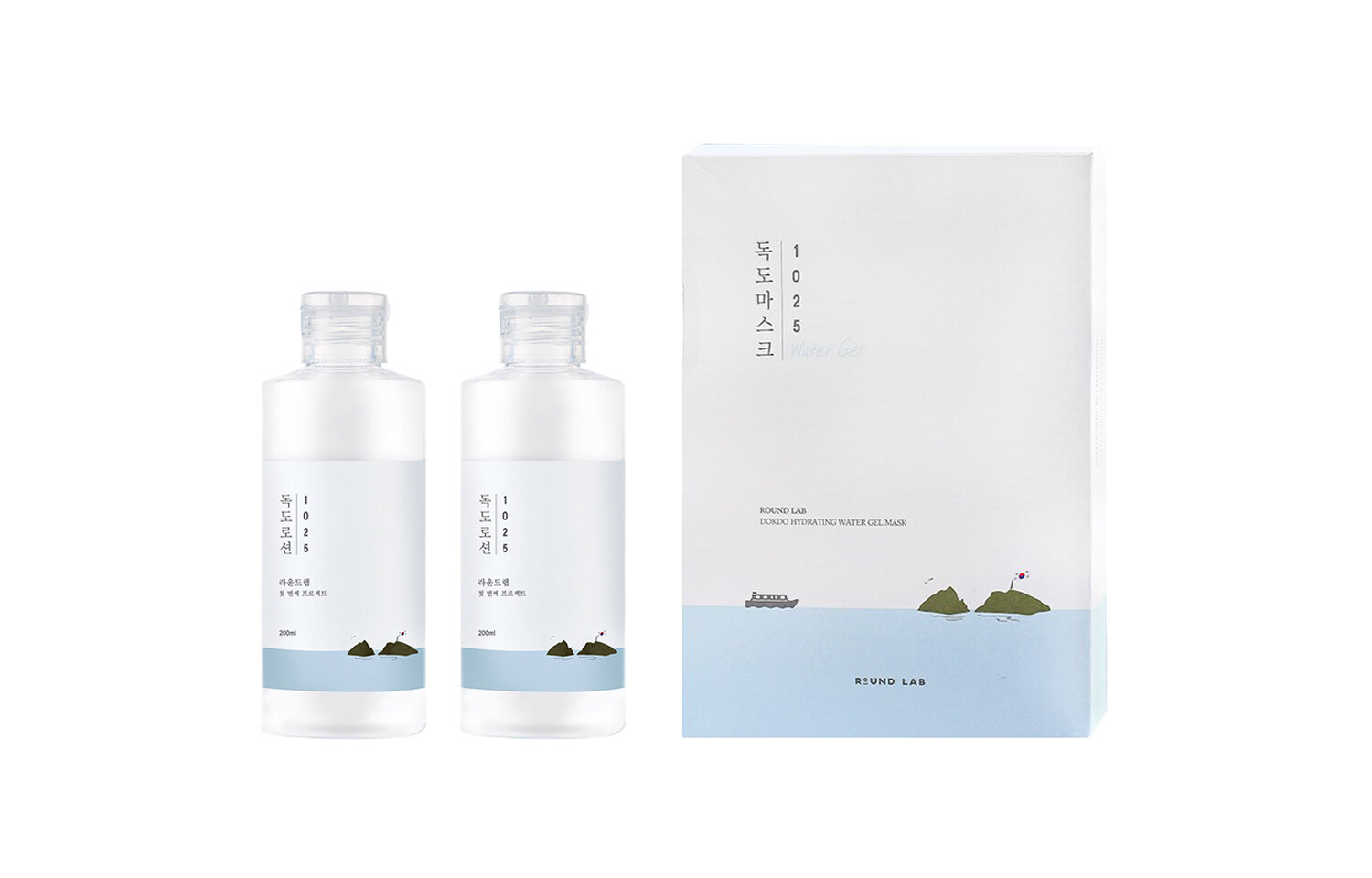 Косметический набор для ухода женский ROUND LAB 1025 Dokdo Тонер + Эмульсия 200ml+200ml