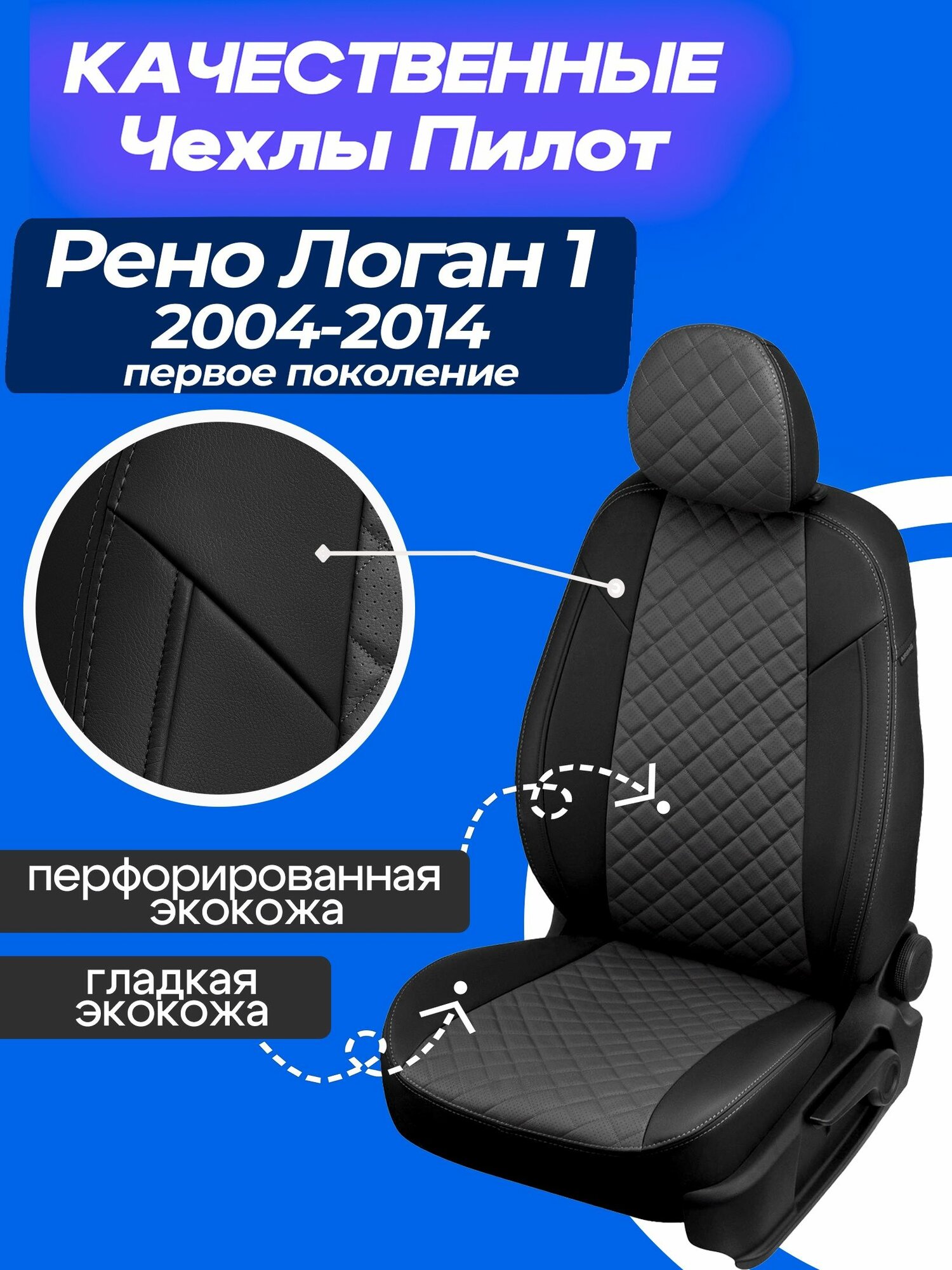 Чехлы на Рено Логан 1 2004-2014. Чехлы экокожа на сиденья Рено Логан 1 2004 2005 2006 2007 2008 2009 2010 2011 2012 2013 2014