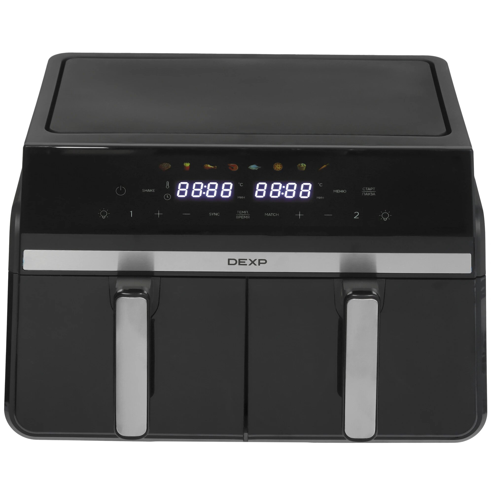 Аэрогриль DEXP "DoubleFry" DAF-2210, черный, 10 л, мощность 2200 Вт