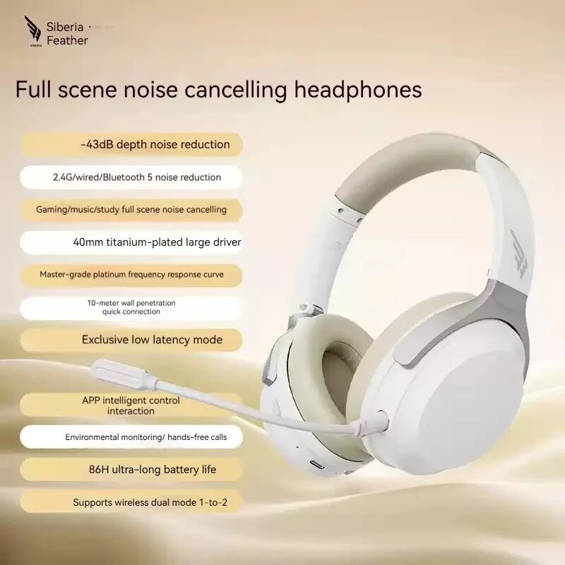XIBERIA DM01 MAX Wireless Headphone With Mic AI Noise Reduction 40MM Titanium Plated Dynamic Stereo Sound Gaming Headset Custom