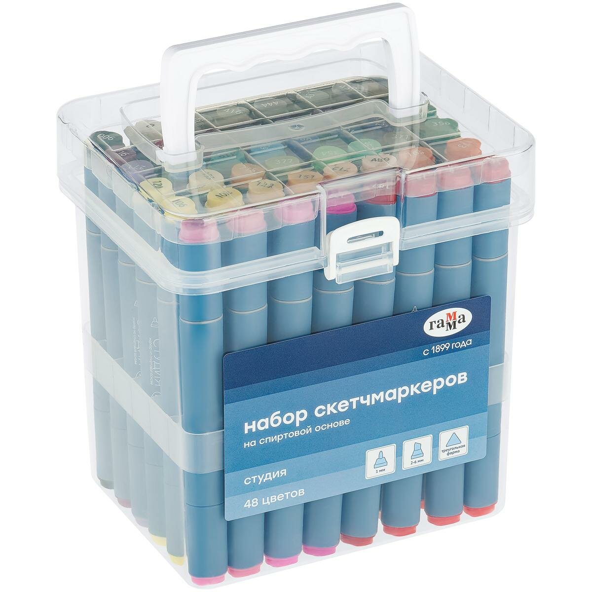 Двусторонние маркеры для скетчинга 48 цветов, спиртовая основа, 'Студия'