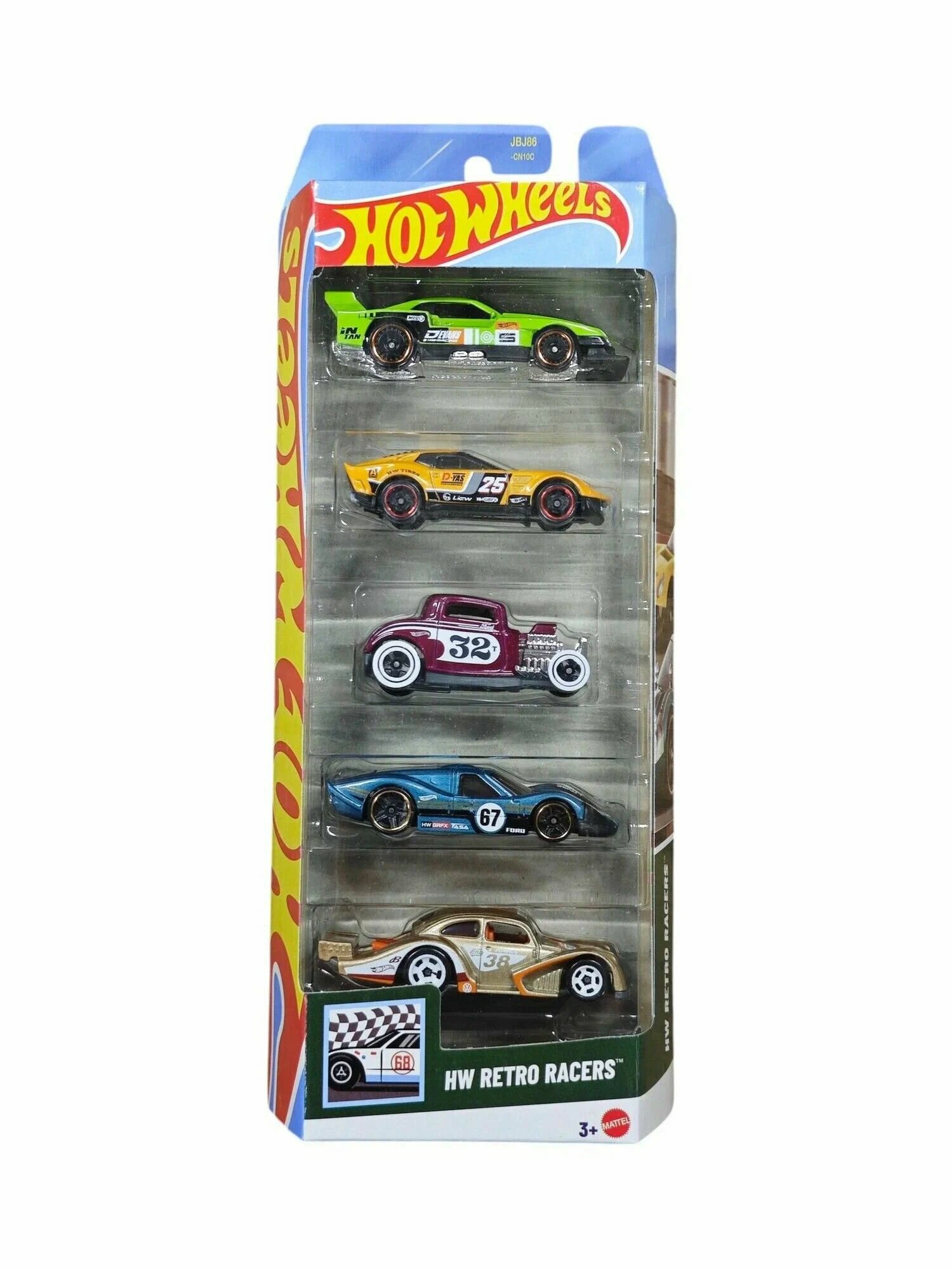 Hot Wheels набор машинок 5 штук HW Retro Racers JBJ86