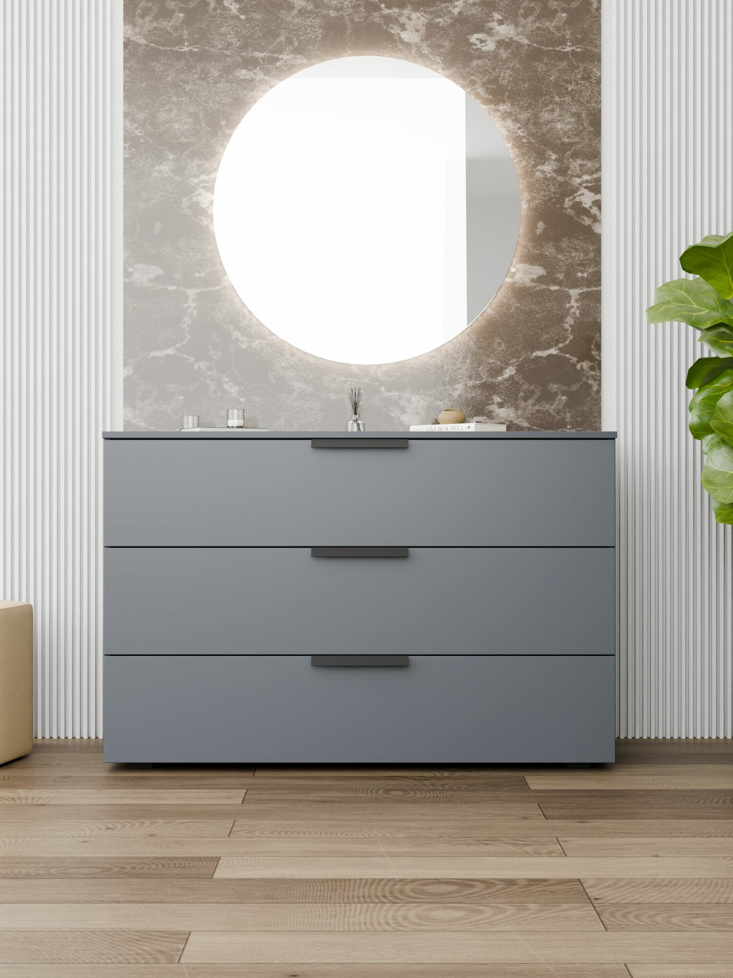 Комод для белья и одежды трио Лайт 3 ящика, 118х78.3х41 см