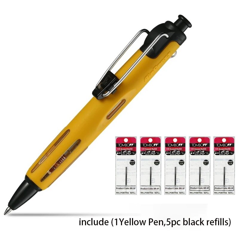 TOMBOW BC-AP шариковая ручка желтая, 5 черных сменных патронов