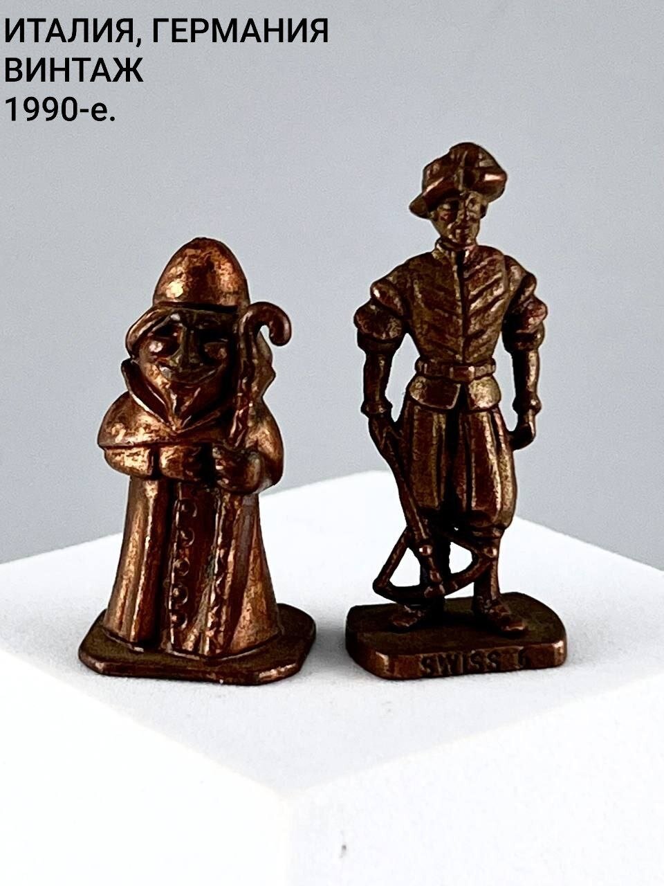 Винтажные солдатики "Епископ и арбалетчик". Набор 2 шт. Металл Swiss, Landrin. Германия, Италия, 1990-е.