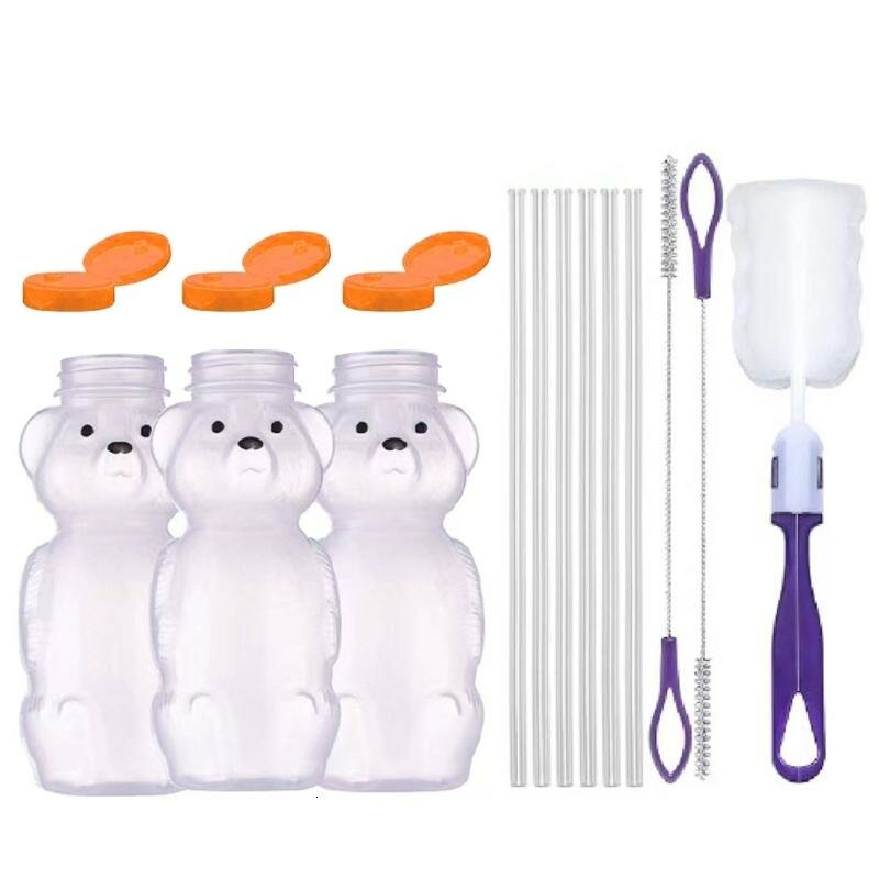 Пластиковые бутылки в форме медведя, 12 шт, Оранжевый