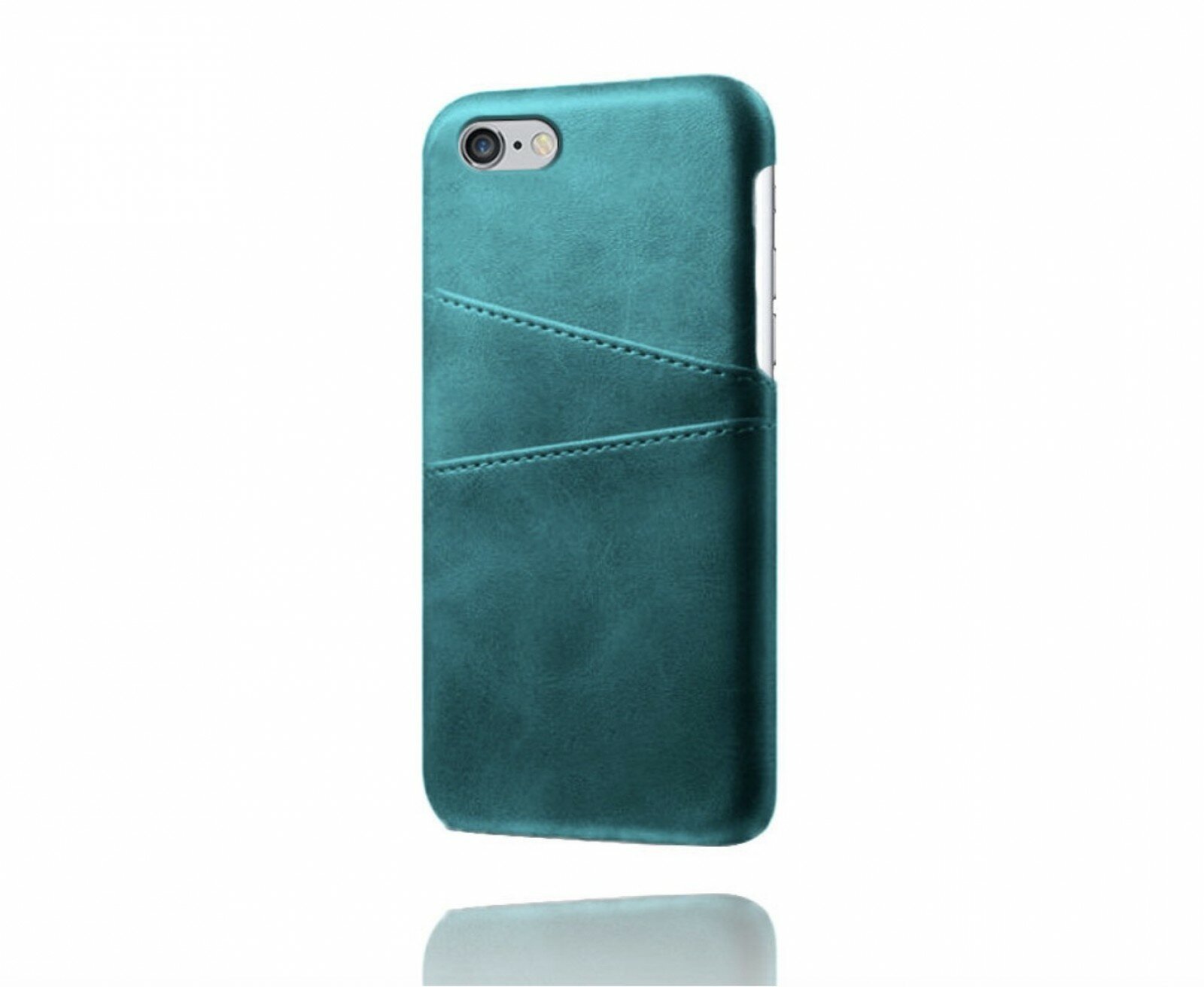 Чехол накладка MyPads из натуральной кожи для Apple iPhone 6/6S с визитницей и отделениями для карт, темно-зеленый