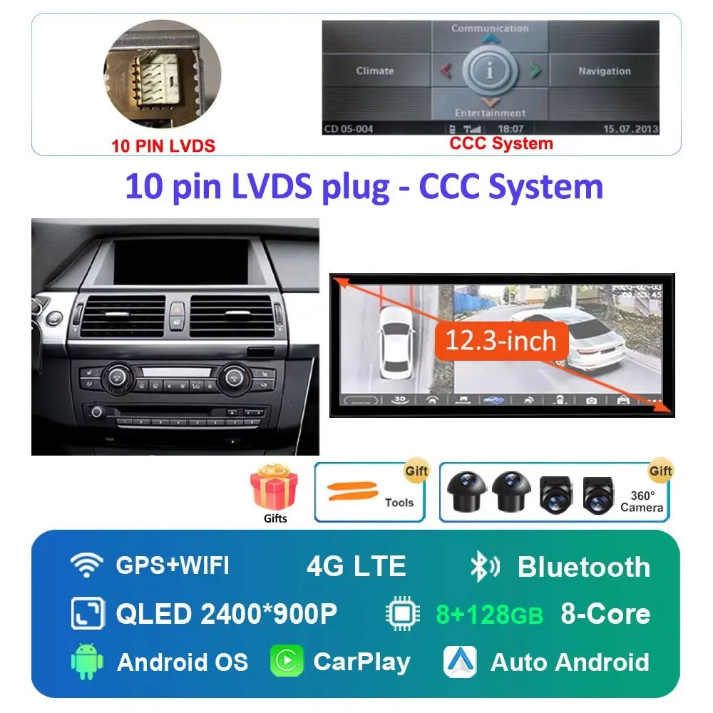 Навигация GPS Android 16 для BMW X5 X6 E70 E71 2008-2013 Система ClC/CCC Автомобильный радиоприемник Мультимедийный плеер BT 4G DSP Стерео WiFi 4G