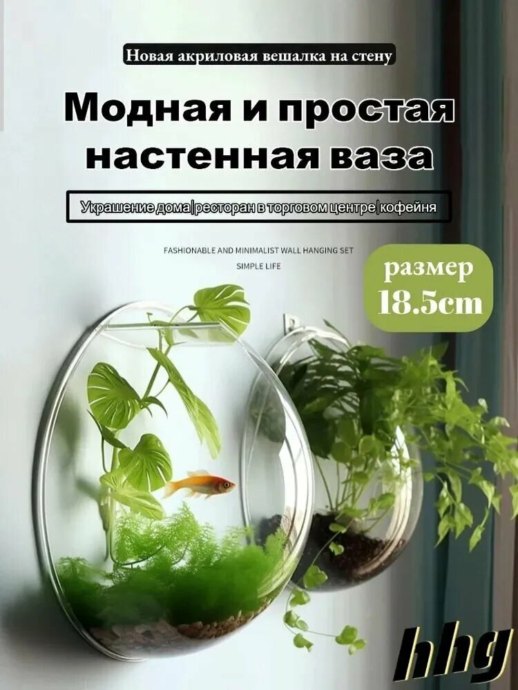 Кашпо 0.5 л, 1 шт, цвет прозрачный
