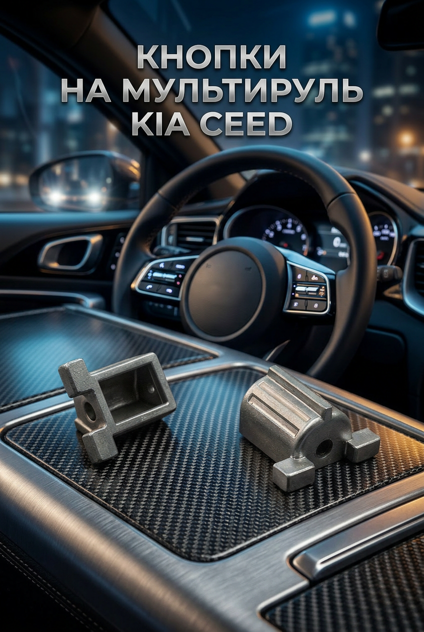 Кнопки мультимедиа, кнопка на руль для Kia Ceed/Cerato/Rio, пластик, черные. 2шт.