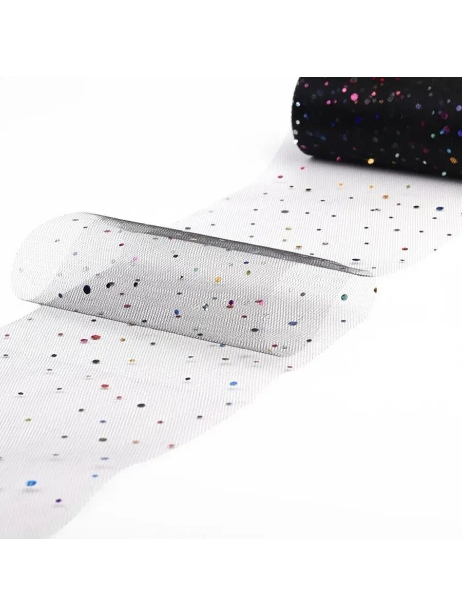 Черный фатин с блестками для творчества