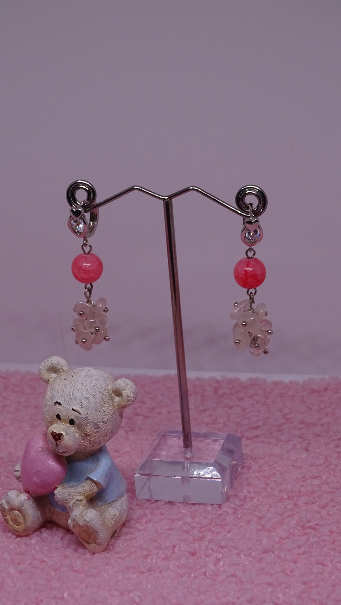 Серьги с подвесками, фианит