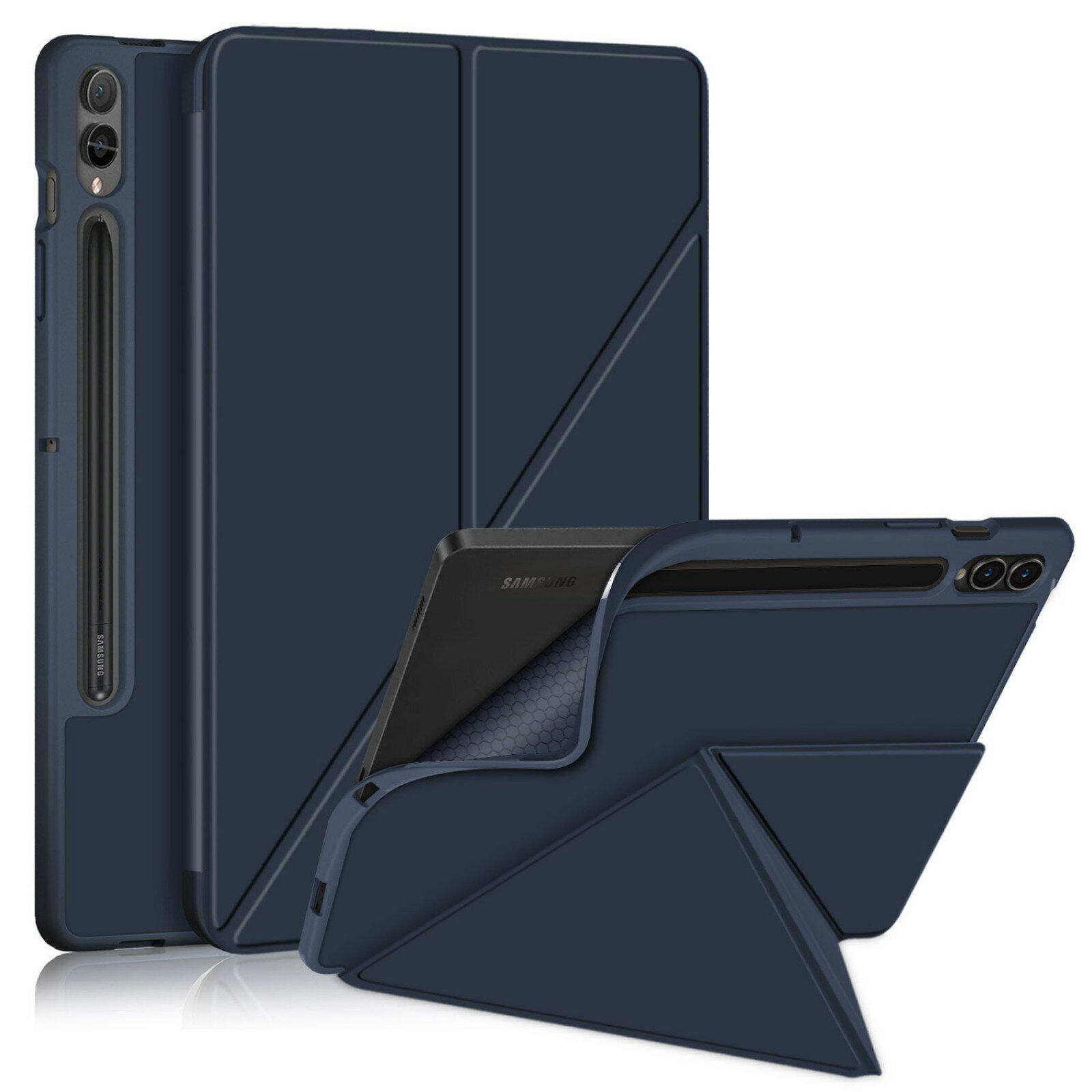 Элитный умный чехол MyPads для Samsung Galaxy Tab S9 + Plus с подставкой из кожи, синий