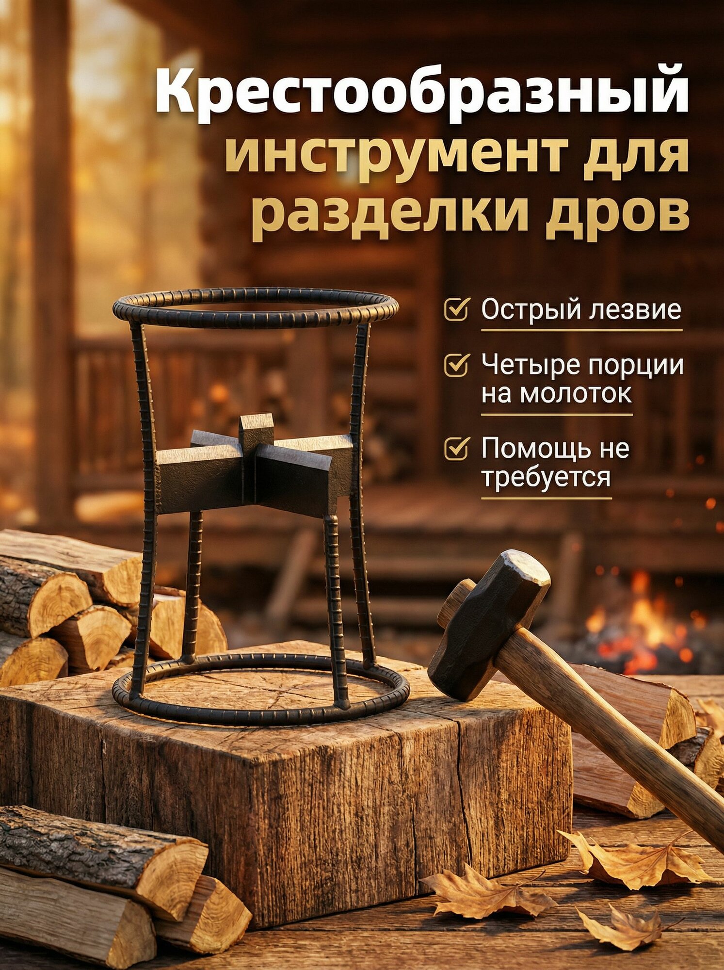 Дровокол ручной, Сталь,31см