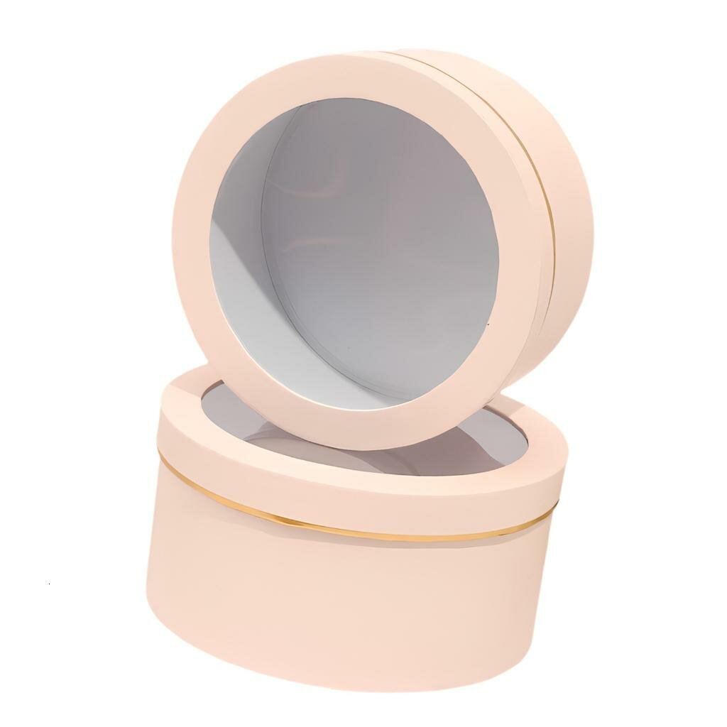 Прозрачные круглые коробки для цветов, фруктов и угощений, Розовый