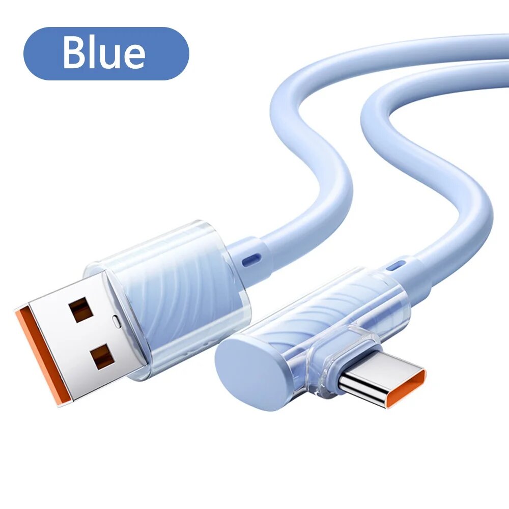 Кабель для быстрой зарядки 100 Вт, USB-C на USB-C, силиконовый, угловой, для телефонов Huawei, Xiaomi, Samsung