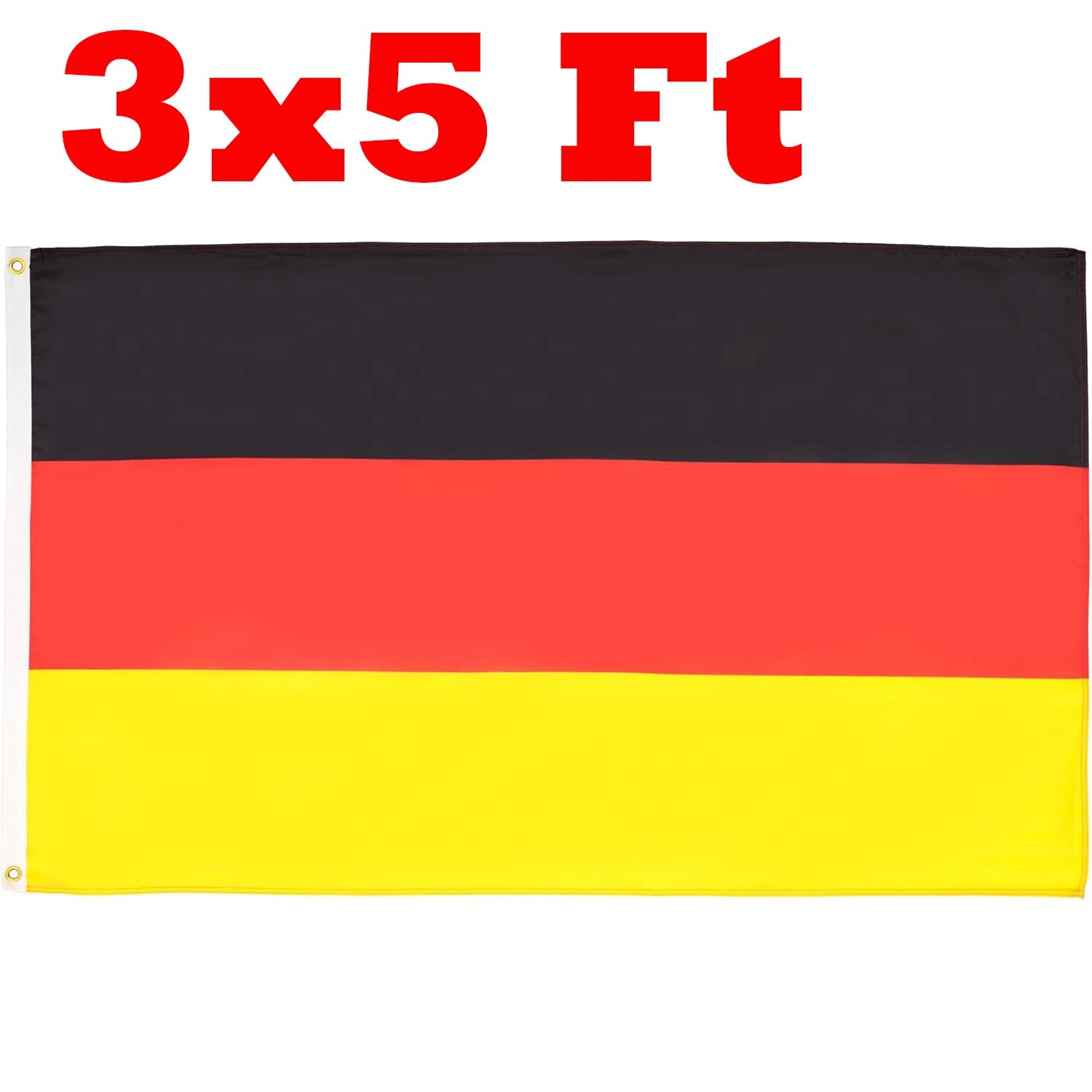 Флаг Германии 3x5 футов (100D полиэстер), немецкий баннер с двумя металлическими люверсами, устойчивый к выцветанию, яркие цв.