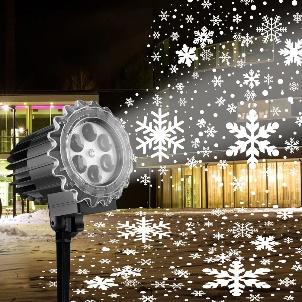 Уличный светильник LED проектор снежинок на дом, 7W, 220V, ABS пластик, IP44
