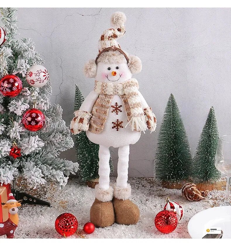 Игрушка под елку Снеговик высота 50 см ,1шт Снеговик из бархата, для украшения дома, декор, 1шт